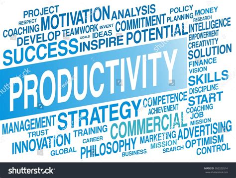 Productivity Word Cloud Concept Blue Color Stock Illustration 302323514