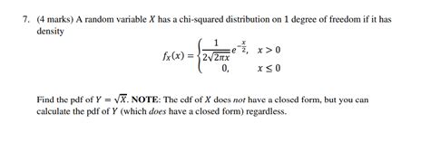Solved Marks A Random Variable X Has A Chi Squared Chegg