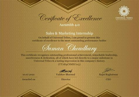 Successfully Completed Marketing Internship Suman Choudhury