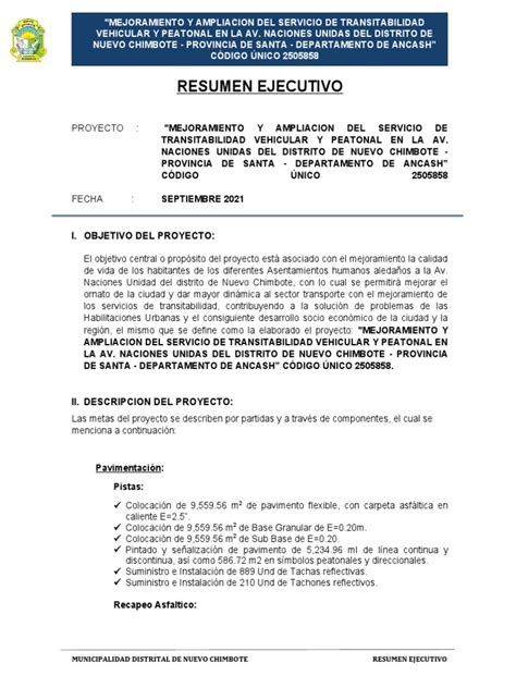 Resumen Ejecutivo Pdf Presupuesto Ingeniería De Edificación