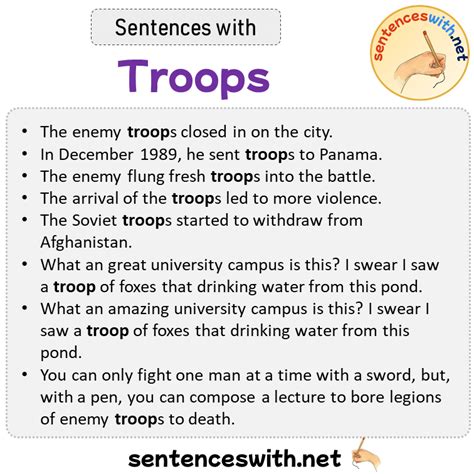 Sentences With Troops Sentences About Troops Sentenceswithnet