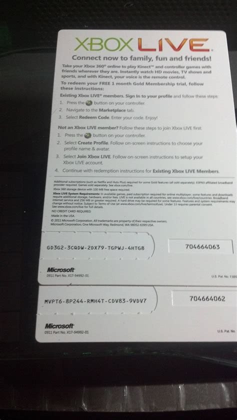 Xbox Live 1 Month Code Please Share The Two Rgaming