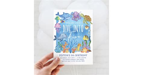 Dive Into Five Birthday Invitation Under The Sea Zazzle