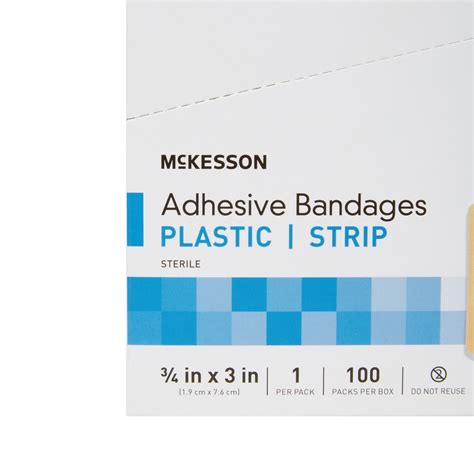 Mckesson Sheer Patch Plastic Adhesive Bandage 34 X 3 Inch Rectangle