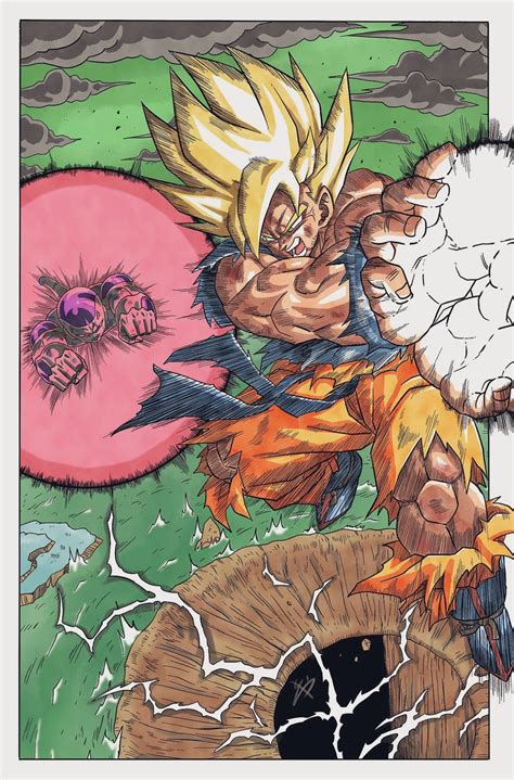 son goku frieza and full power frieza dragon ball and 1 more drawn