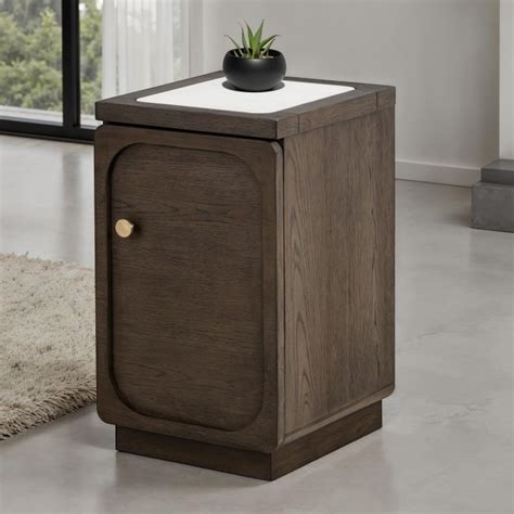 Vellara Dark Walnut Chairside Table W Power Outlet Furniture Of