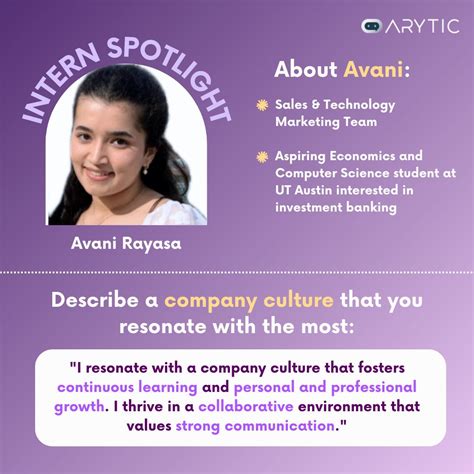 Arytic On Linkedin Intern Spotlight Meet Avani Rayasa Our Newest