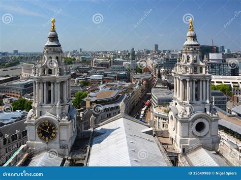 The City Of London Viewed Through The Twin Towers Of St Paul S Stock