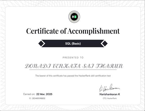 sql hackerrank certification dataanalytics database learning