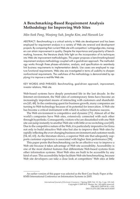 Pdf A Benchmarking Based Requirement Analysis Methodology For Improving Web Sites