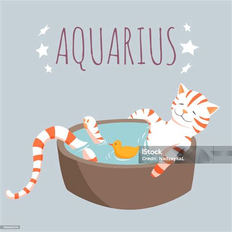 물병자리 조디악 문자 고양이 만화 캐릭터 조디악으로 양식 서명 물병자리 벡터 일러스트 레이 션 Eps10 일러스트레이션에 대한 스톡 벡터 아트 및 기타 이미지 Istock