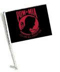 Red Pow Mia Car Flag With Pole