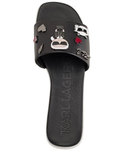 Karl Lagerfeld Paris Womens Jeslyn Bon Voyage Embellished Slide