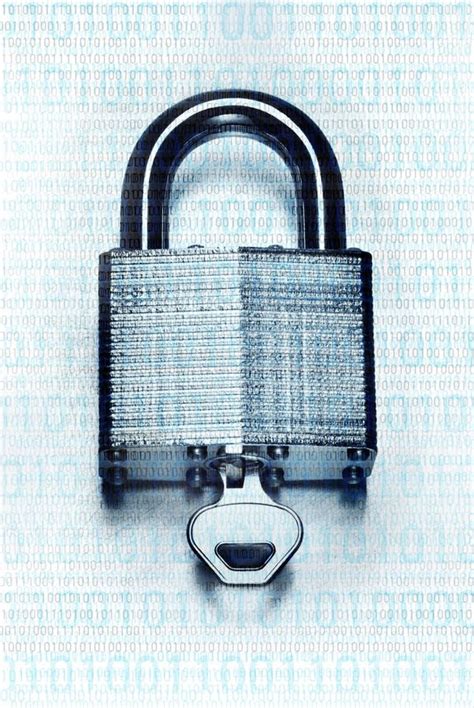 Binary Code Overlaid On Steel Padlock And Key Stock Image Image Of