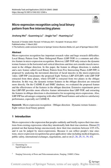 Micro Expression Recognition Using Local Binary Pattern From Five