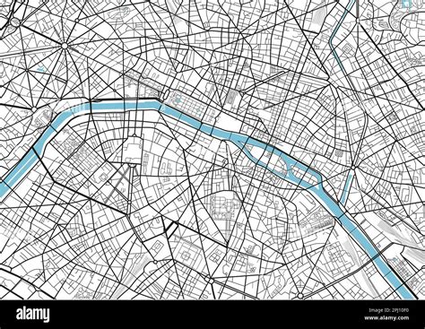 Black And White Vector City Map Of Paris With Well Organized Separated