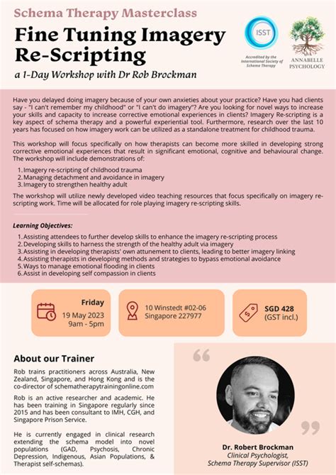 Location Update 2023 Schema Therapy Masterclass Fine Tuning Imagery Re Scripting Conducted