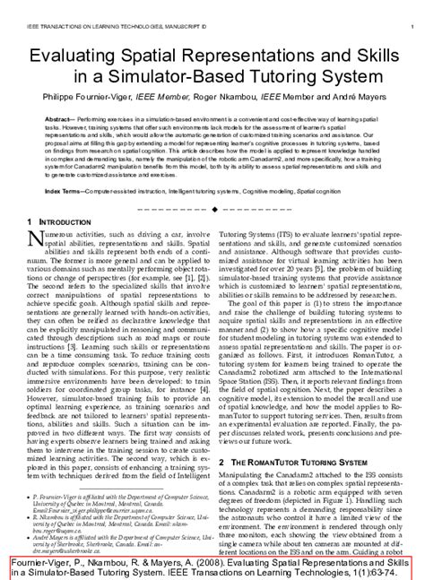 Pdf Evaluating Spatial Representations And Skills In A Simulator