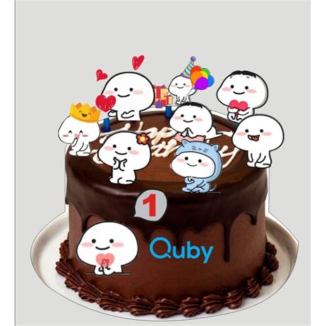 Quby Cute Cake Topper 1set Shopee Malaysia
