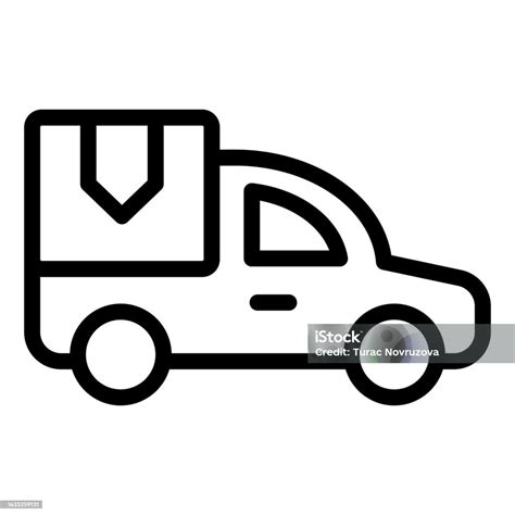 배달 차량 라인 아이콘입니다 배달 트럭 벡터 그림은 흰색으로 분리되어 있습니다 및 앱을 위해 설계된 박스 아웃라인 스타일의 밴