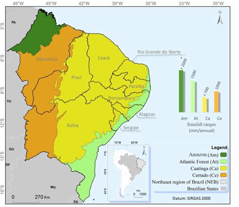 Location Of The Northeast Region Of Brazil With Four Biomes Amazon
