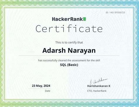 Adarsh Narayan On Linkedin Im Excited To Share That Ive Completed The Sql Basics Course On