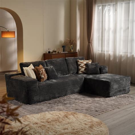 Latitude Run® 104 Cloud Sectional Couch With L Shape Chaise No Assembly Required Modern