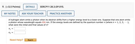 Solved A Hydrogen Atom Emits A Photon When Its Electron
