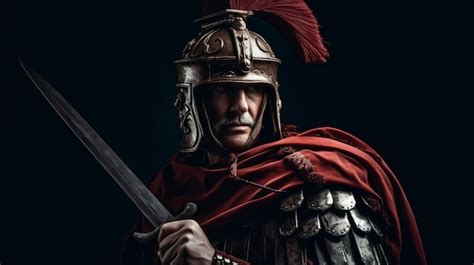 César Centurión Romano Con Armadura Y Casco Foto Premium