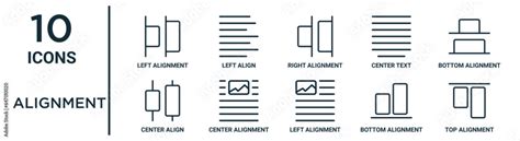 Alignment Outline Icon Set Such As Thin Line Left Alignment Right