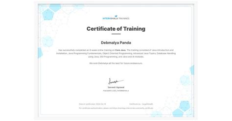 Debmalya Panda On Linkedin Successfully Completed The Core Java Training From Internshala