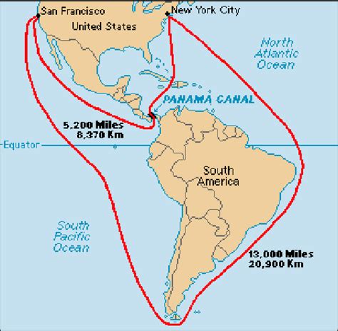 Shortest Trade Route Provided By The Panama Canal Adapted From