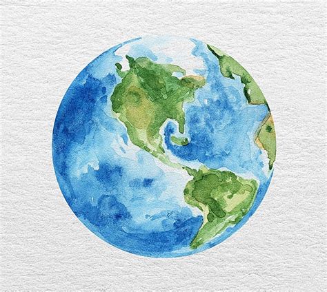 Watercolor Earth Art Print Globe Drawing Mandala Wallpaper Globe Art