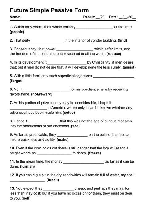 101 Printable Future Simple Passive Pdf Worksheets With Answers
