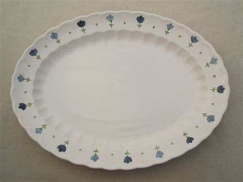 True Blue Vintage Metlox Vernon Ware Platter Tulip Flower Border