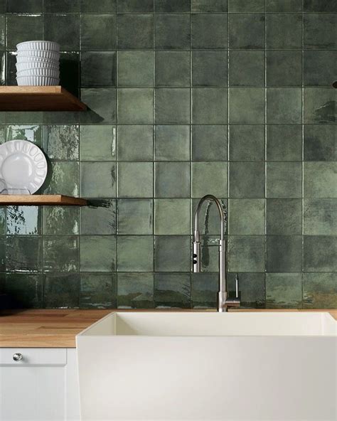 Green Dream Kitchen Tiles Boho Log Cabin Style