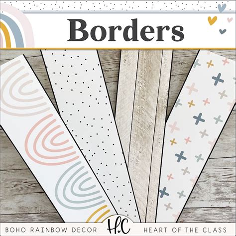 Printable Classroom Borders Boho Rainbow Bulletin Board Etsy