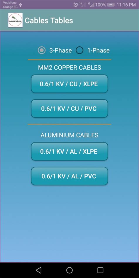 Electrical Cable Tables Apk For Android Download