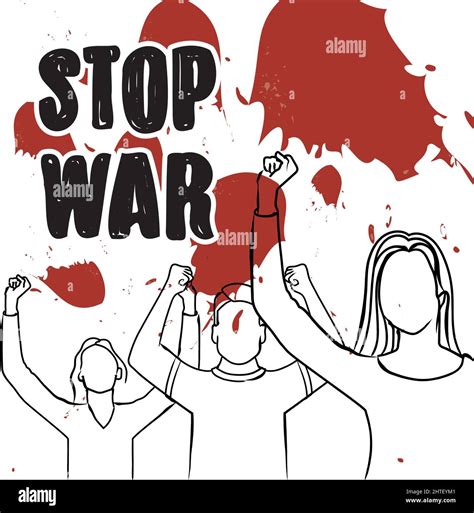 People Protesting Stop War Poster Vector Stock Vector Image And Art Alamy