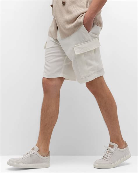 Brunello Cucinelli Mens Linen Cargo Shorts Neiman Marcus