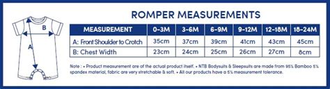 Size Chart Romper Not Too Big