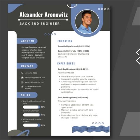 White Blue Simple Back End Engineer Professional Cv Resume Template
