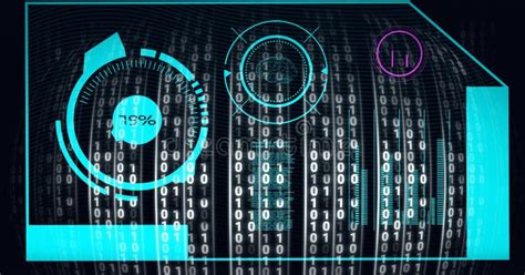 Composition Of Binary Coding Medical Icons And Data Processing On Screen On Black Background