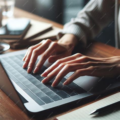 Premium Vector A Person Typing On A Keyboard With A Pen And A Glass