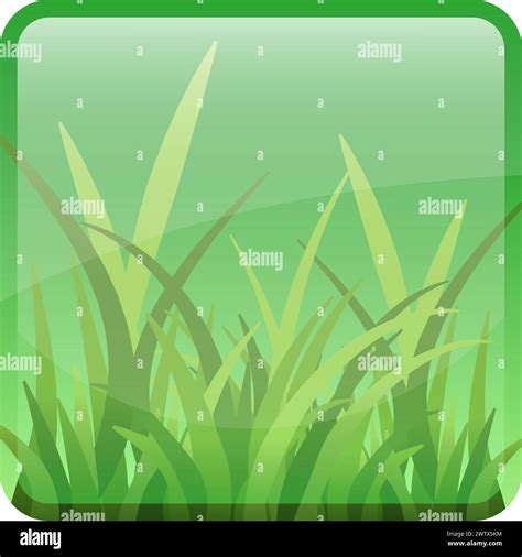Green Grass Button Glossy Cartoon Interface Element Stock Vector Image