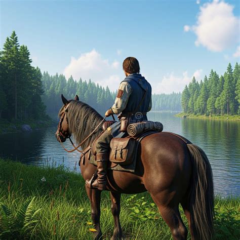 An Ai Generated Image Of A Solitary Medieval Fantasy Traveller Riding A