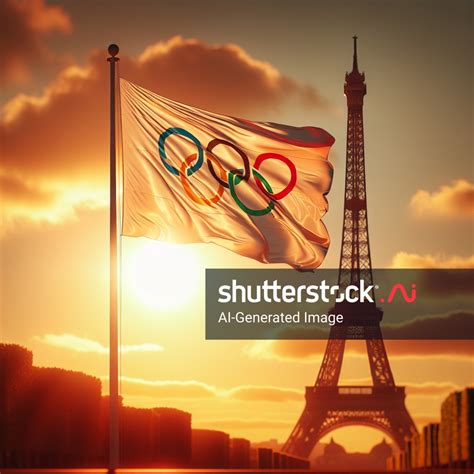 Outdoor Photo Official Olympic Flag Flying Ai Generated Image