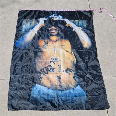 Vtg 90s Tupac Shakur Thug Life Vertical Flag Banner Poster Tapestry 35