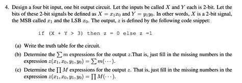 Solved 4 Design A Four Bit Input One Bit Output Circuit