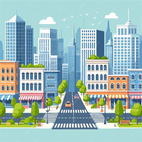 A Cartoon Illustration Of A City With A City In The Background